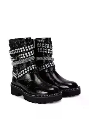 Kurt Geiger Crystal-embellished Biker Boots