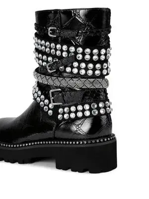 Kurt Geiger Crystal-embellished Biker Boots