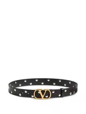 Valentino Garavani Vlogo Signature Belt In Shiny Calfskin - Black