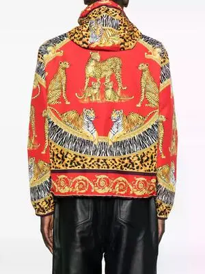 Versace Animalier Zip-up Hooded Jacket - Red