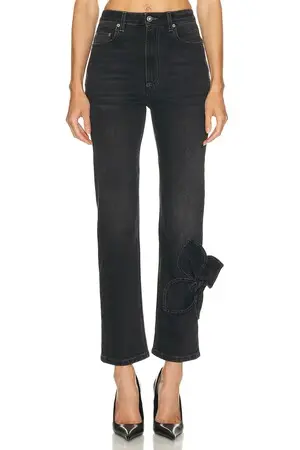 AREA Bow Straight Leg Jeans