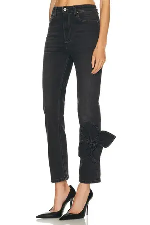AREA Bow Straight Leg Jeans