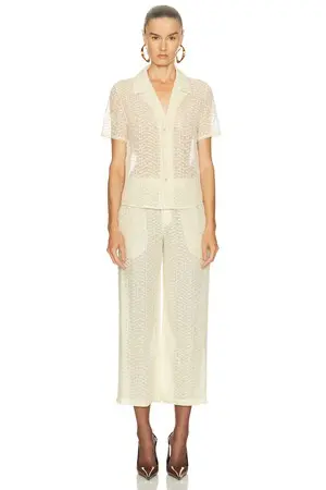 Saint Laurent Short Sleeve Jumpsuit - Jaune Pale