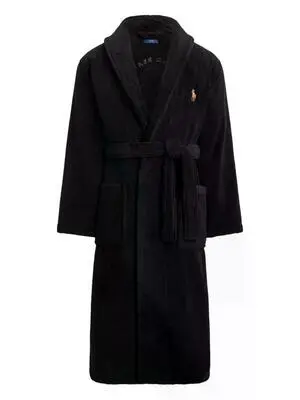 Polo Ralph Lauren Embroidered-bear Towelling Robe - Black