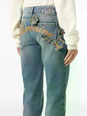 Blumarine Floral Embroidered Flared Jeans