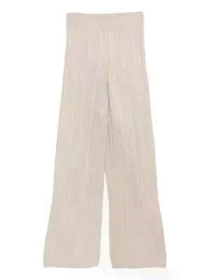 Soft Goat Cable Knit Wide Leg Pants - Neutrals