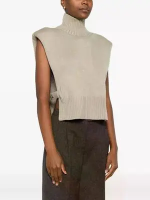 Patrizia Pepe Ribbed High Collar Vest