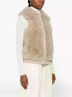 YVES SALOMON Textured Gilet - Neutrals