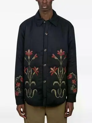 BAZISZT Floral-embroidered Padded Jacket