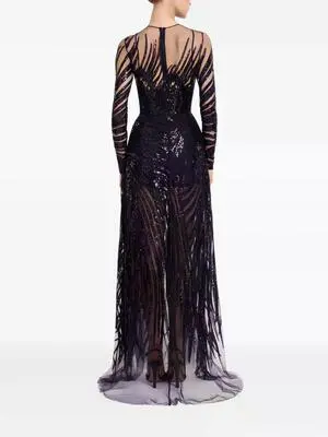 Elie Saab Sequin Tulle Maxi Dress