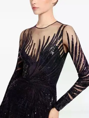 Elie Saab Sequin Tulle Maxi Dress