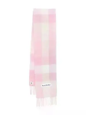 Acne Studios Checked Fringed Scarf - Pink