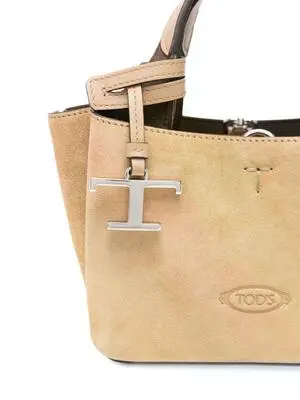 TOD'S Suede Tote Bag With Logo Charm