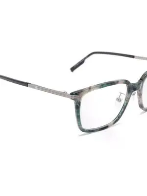 Zegna Tortoiseshell-effect Square Frame Glasses