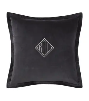 Ralph Lauren Velvet Monogram-embroidered Cushion - Grey