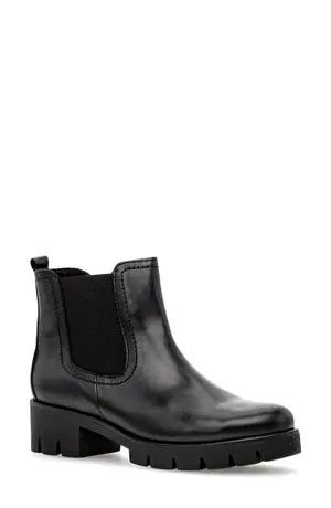 Gabor Lug Sole Ankle Boots - Black