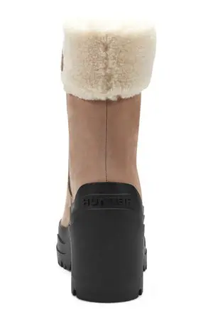 Hunter Marisol Waterproof Faux Shearling Cuff Bootie - Medium Natural