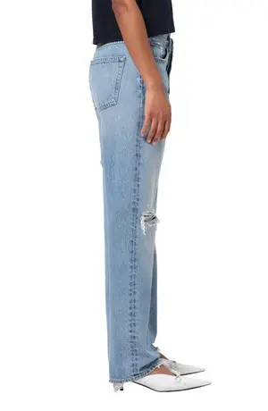 AGOLDE Amryn Double Layer Ripped Straight Leg Jeans