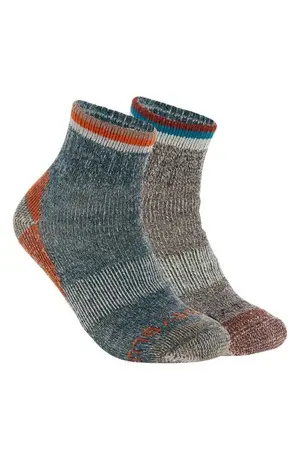 United By Blue Assorted 2-pack Wool & Cotton Blend Quarter Socks - Black/teal