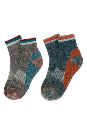 United By Blue Assorted 2-pack Wool & Cotton Blend Quarter Socks - Black/teal