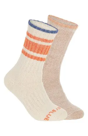 United By Blue Striped Wool Blend Crew Socks - 2-Pack Off White/camel