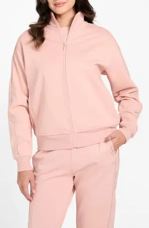 Guess Octavia High Neck Full Zip Sweatshirt - Pink