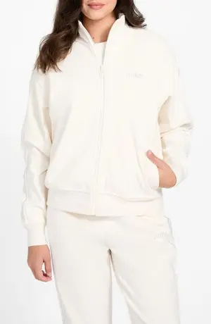Guess Octavia High Neck Full Zip Sweatshirt - White