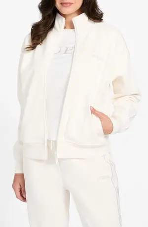 Guess Octavia High Neck Full Zip Sweatshirt - White