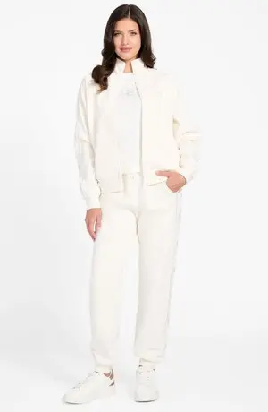 Guess Octavia High Neck Full Zip Sweatshirt - White