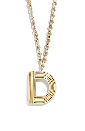 Baublebar Oversized Etched Letter Initial Pendant Necklace Gold D
