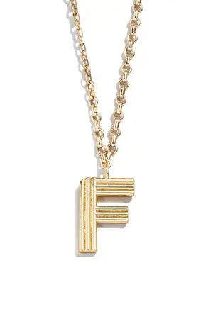 Baublebar Oversized Etched Letter Initial Pendant Necklace Gold F