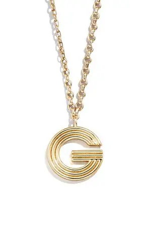 Baublebar Oversized Etched Letter Initial Pendant Necklace Gold G