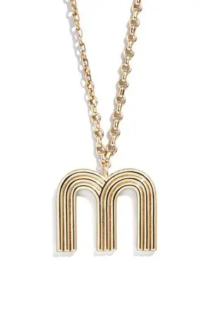 Baublebar Oversized Etched Letter Initial Pendant Necklace Gold M