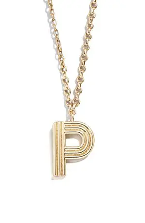 Baublebar Oversized Etched Letter Initial Pendant Necklace Gold P