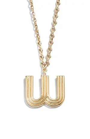 Baublebar Oversized Etched Letter Initial Pendant Necklace Gold W