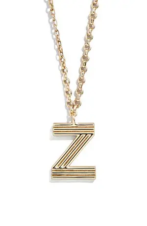 Baublebar Oversized Etched Letter Initial Pendant Necklace Gold Z