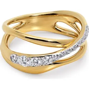 Monica Vinader Nura Lab-created Diamond Crossover Ring - 18k Gold Vermeil/diamond