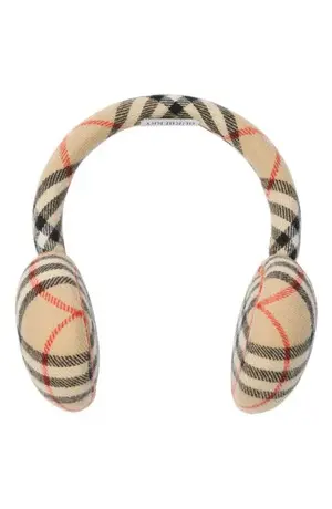 Burberry Check Wool & Cashmere Earmuffs - Sand Ip Check
