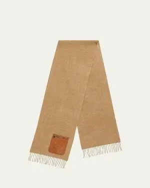 Loewe Anagram Pocket Wool & Cashmere Scarf - Beige White