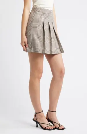 FRIENDS LIKE THESE Pleated Checkered Miniskirt