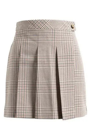 FRIENDS LIKE THESE Pleated Checkered Miniskirt