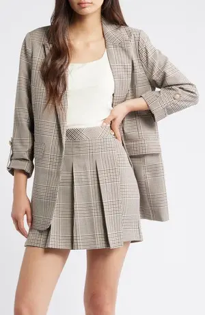 FRIENDS LIKE THESE Houndstooth Check Longline Blazer
