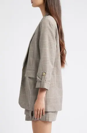 FRIENDS LIKE THESE Houndstooth Check Longline Blazer