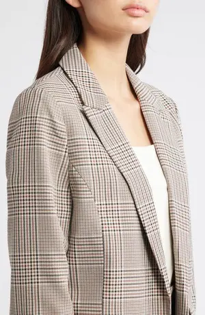 FRIENDS LIKE THESE Houndstooth Check Longline Blazer