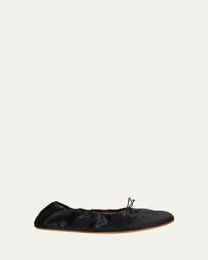 THE ROW Velvet Ballerina Flats - Black
