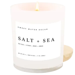 SWEET WATER DECOR 11oz White Jar Candlespa Scents - Salt And Sea