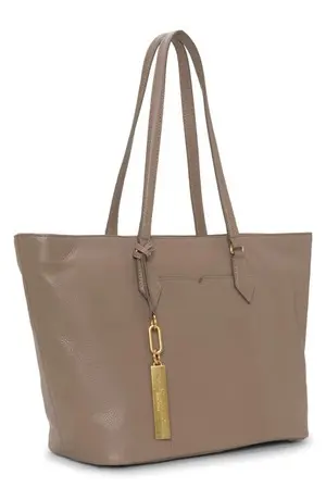 Vince Camuto Leather Tote Bag - Dark Beige