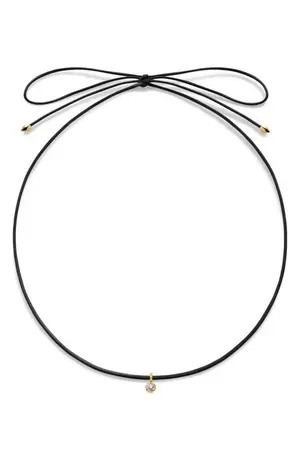 Monica Vinader Diamond Pendant Cord Necklace - 18ct Gold Vermeil/lab Dia