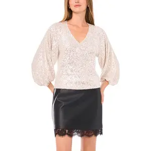 Vince Camuto Sequin Balloon Sleeve Top