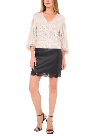 Vince Camuto Sequin Balloon Sleeve Top